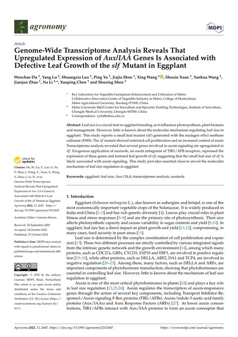 Pdf Genome Wide Transcriptome Analysis Reveals That Upregulated Expression Of Aux Iaa Genes Is