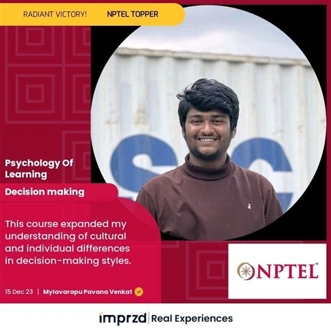 Nptel Learningjourney Psychologyoflearning Mylavarapu Pavana Venkat