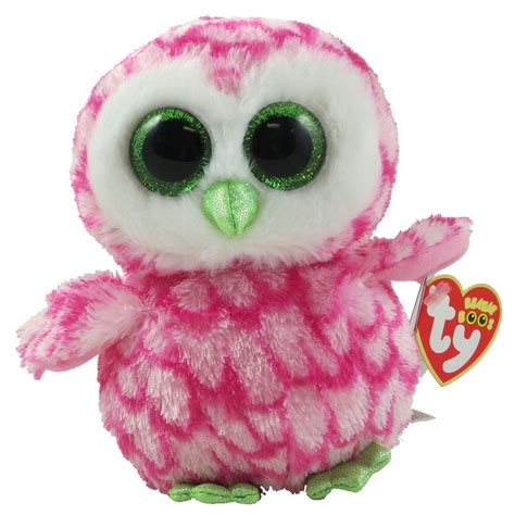 Ty Beanie Boos Bubbly The Pink And Green Owl Glitter Eyes Regular