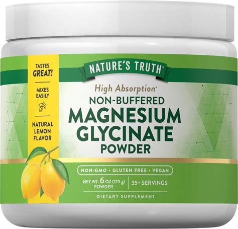 Natures Truth Magnesium Glycinate Powder 6 Oz Lemon