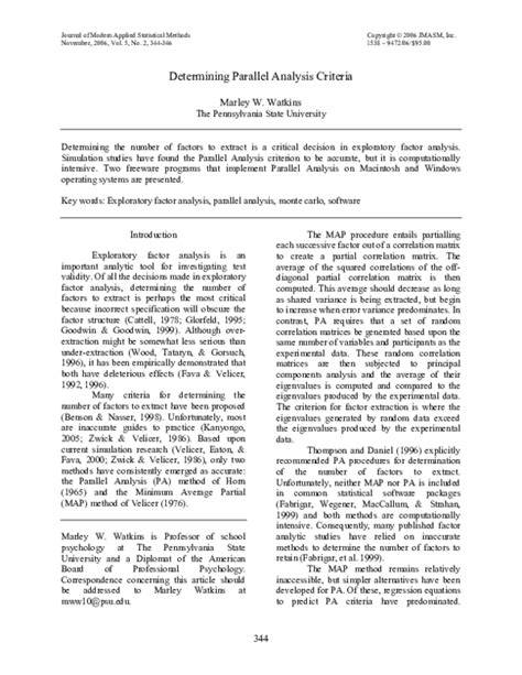 Pdf Determining Parallel Analysis Criteria