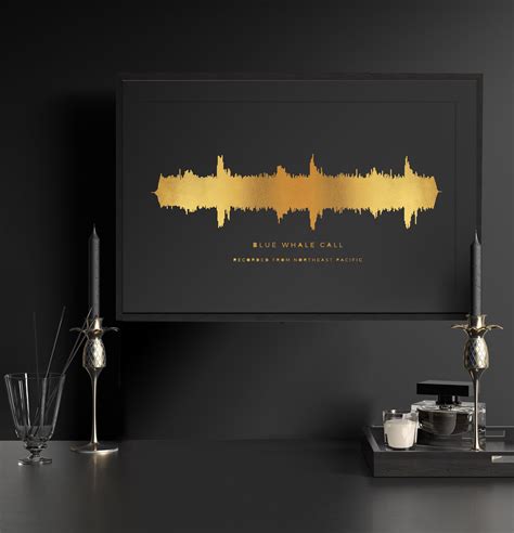 Blue Whale Call Spectrogram Sound Wave Art Spectrogram Printable Science Art Real Gold Foil