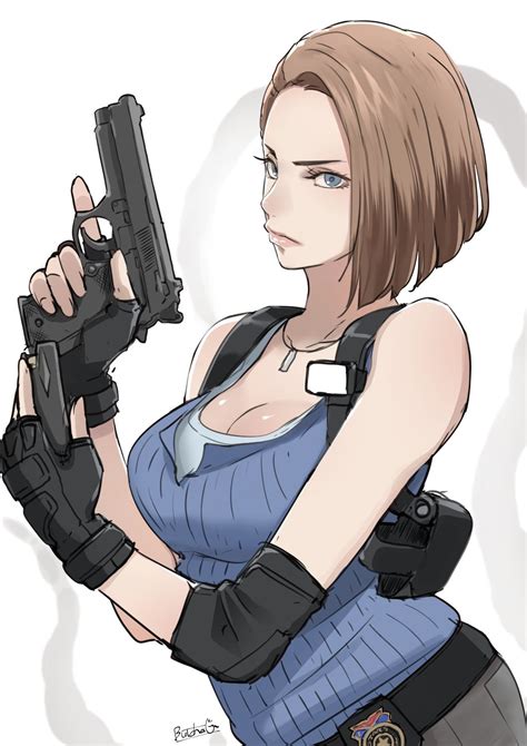 Safebooru 1girl Blue Eyes Breasts Brown Hair Butcha U Highres Jill