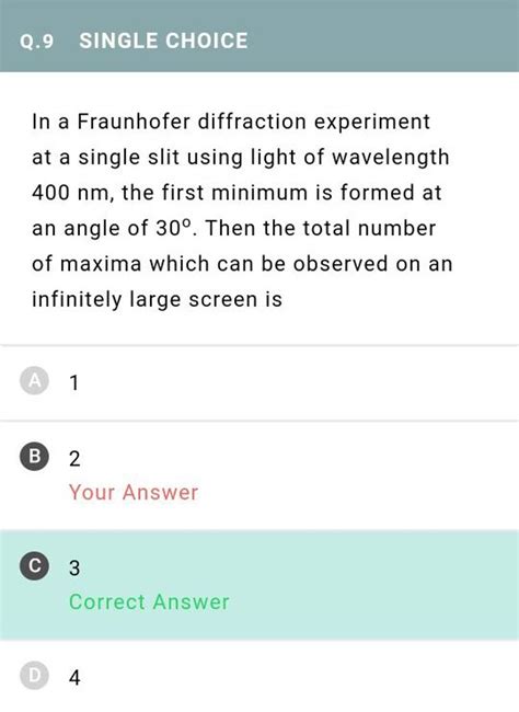In A Fraunhofer Diffraction Experiment At A Single Slit Using Light Of Wa In A Fraunhofer Diffraction Experiment At A Single Slit Using Light Of Wa