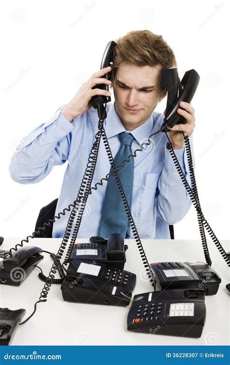 Answering Multiple Calls At The Same Time Stock Image Image Of Expressive Overloading 36228307