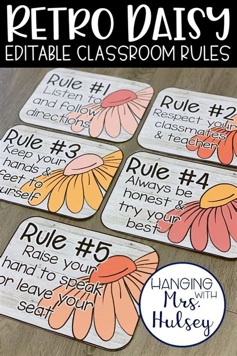 Retro Daisy Editable Class Rules Classroom Rules Classroom Planning