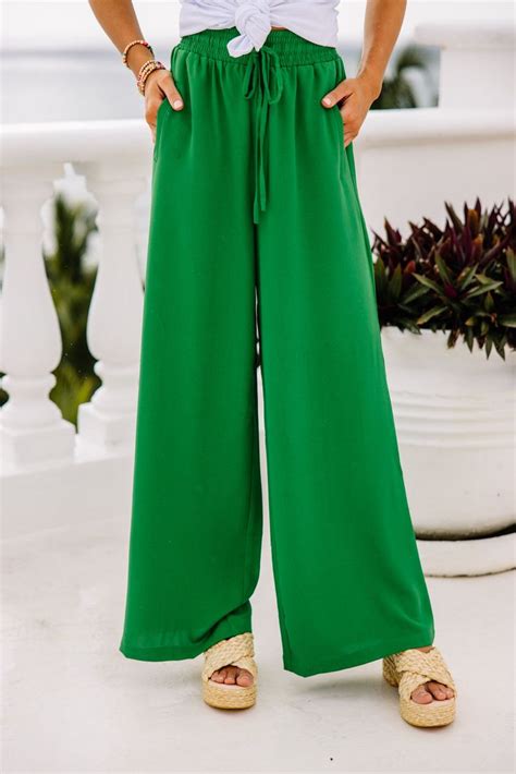 Bright Green Wide Leg Pants Green Palazzo Pants Outfit Trendy Bottoms