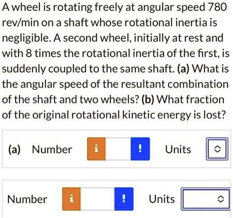 Solved Wheel Is Rotating Freely At Angular Speed 780 Revmin On A