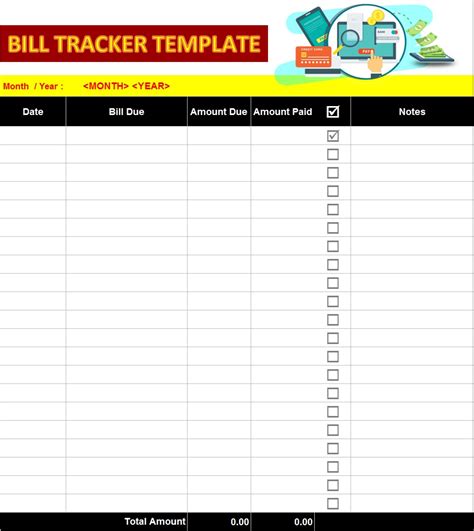 Best 5 Bill Tracker Templates Excel Word Template