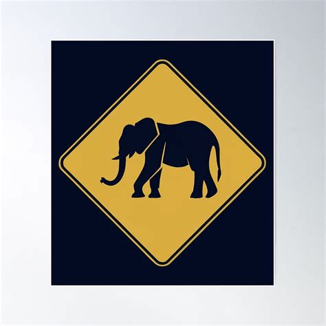 Dopaprint Elephant Warning Road Sign Poster Wall Art Bedroom No Framed