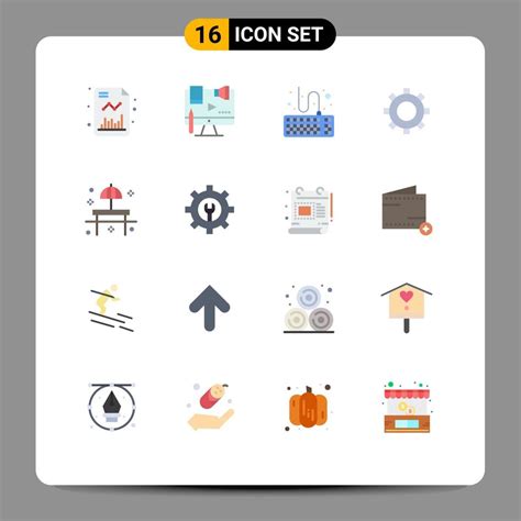 16 Universal Flat Colors Set For Web And Mobile Applications Park Setting Law Gear Tools