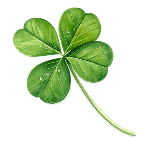 부드럽고 둥근 잎을 가진 밝은 녹색 네잎 클로버 각 전단지에는 은은한 광택과 눈에 띄는 중앙맥이 특징 초록 잎 부드러운 Png 일러스트 및 이미지 에 대한 무료