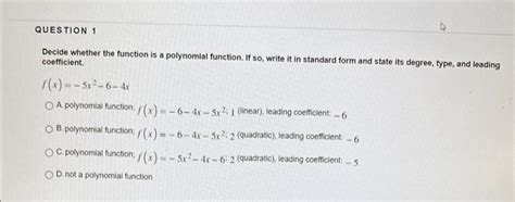 Decide Whether The Function Is A Polynomial Function