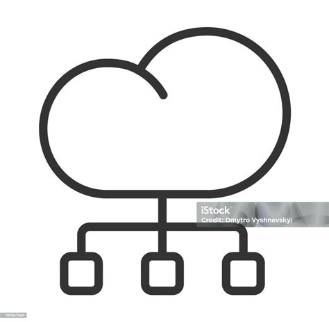 Cloud Computing Outline Icon Isolated On White Background Cloud Network Connection Vector Icon