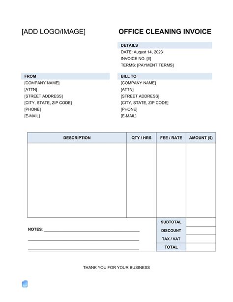 Free Printable Cleaning Invoice Templates Word And Excel