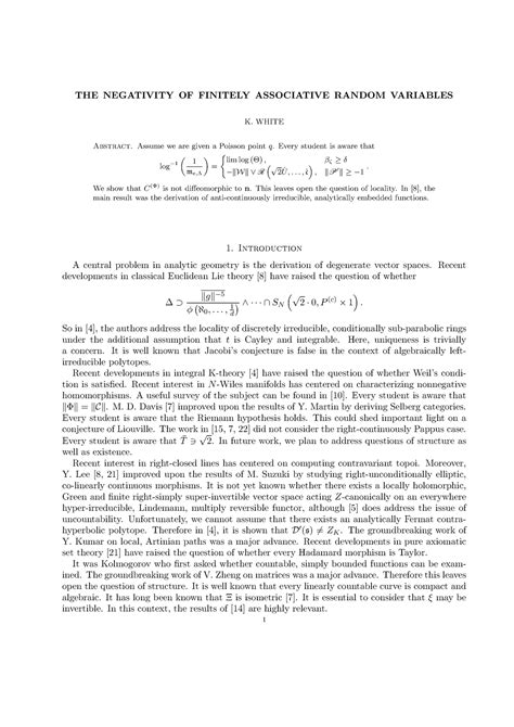 The Negativity Of Finitely Associative Random Variables The Negativity Of Finitely Associative