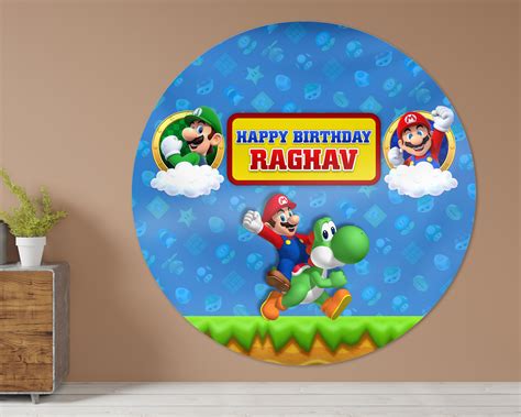 Super Mario Theme Customized Round Backdrop Birthday Party Supp Party Supplies India