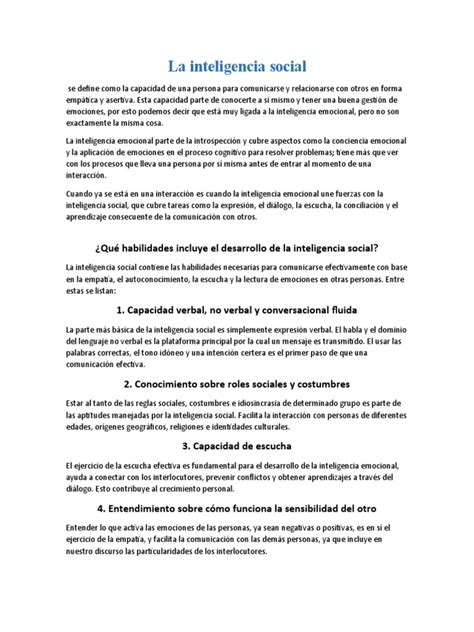 La Inteligencia Social Pdf Inteligencia Las Emociones