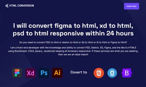 convert figma xd psd to html responsive within 24 hours by