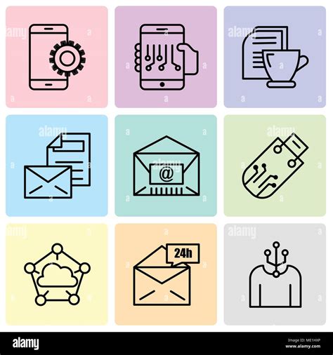 Set Of 9 Simple Editable Icons Such As Human Mail 24 Hours Cloud Computing Pendrive Mail
