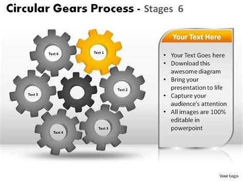Circular Gears Process Stages 6 Powerpoint Slides Presentation