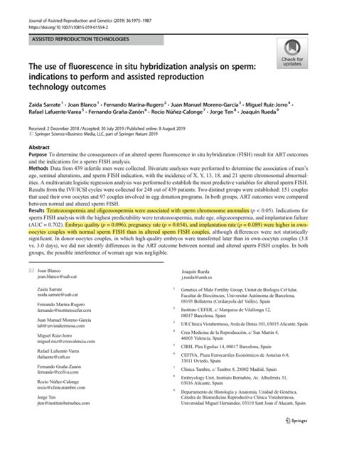 The Use Of Fluorescence In Situ Hybridization Analysis On Sperm Indications To Perform And