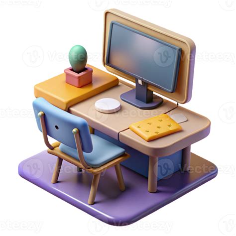 Magnificent Abstract Virtual Classroom Environment Desk And Screen Isolated Element High