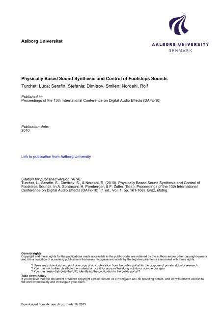 physically based sound synthesis and control of footsteps vbn