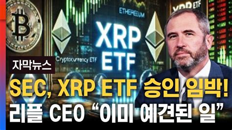 Sec 리플 Xrp Etf 승인 임박 리플 Ceo 브래드 갈링하우스 이미 예견된 일 Youtube