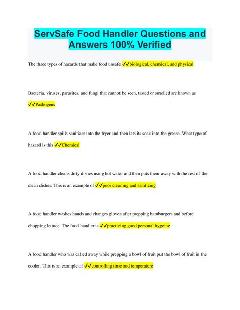 Texas Food Handlers Questions And Answers 100 Pass Browsegrades