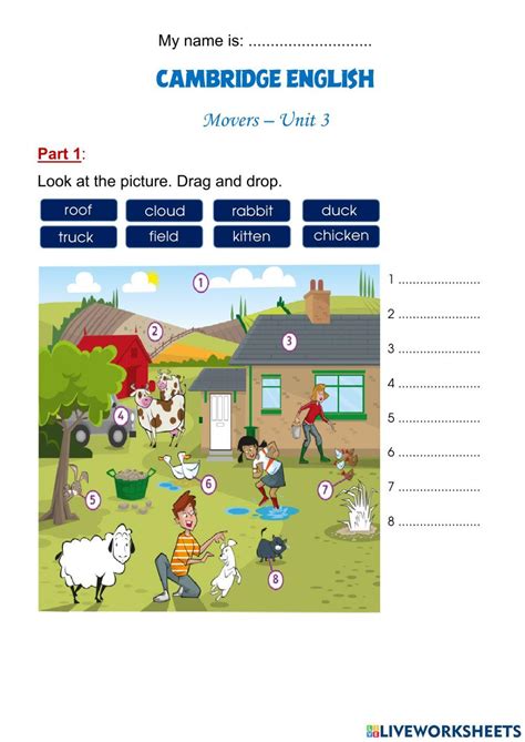 Movers Practice… Free Interactive Worksheets 1524853