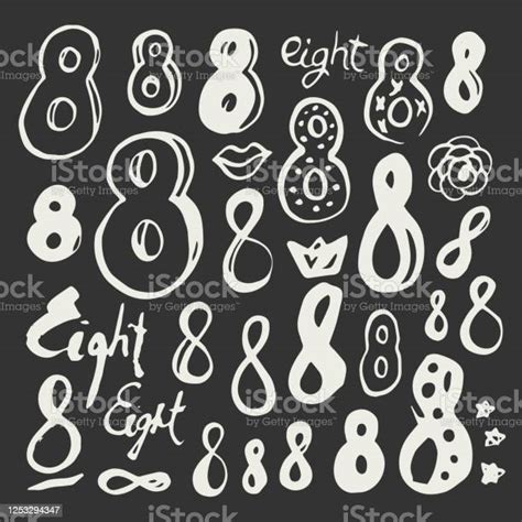 추상 적 손 그린 숫자입니다 격리된 벡터 기호 기호입니다 디자인 요소입니다 타이포그래피 포스터 기호 집합입니다 벡터 컬렉션입니다 벡터 텍스트입니다 0에 대한 스톡 벡터 아트