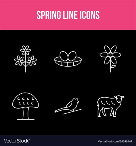 Spring Line Icon Set Royalty Free Vector Image