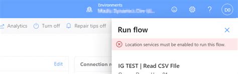 “location Services Must Be Enable To Run This Flow” Error In Power