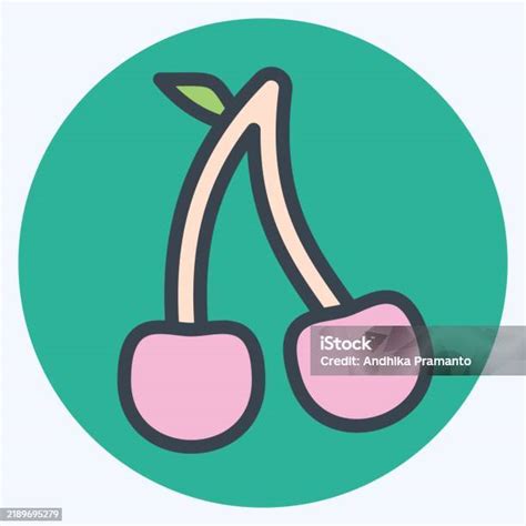 아이콘 체리 과일과 야채 기호와 관련이 있습니다 색상 메이트 스타일 편집 3차원 형태에 대한 스톡 벡터 아트 및 기타 이미지 3차원 형태 개성 개념 건강한 생활방식
