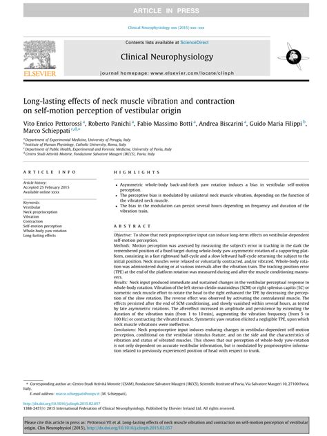 Pdf Long Lasting Effects Of Neck Muscle Vibration And Contraction On
