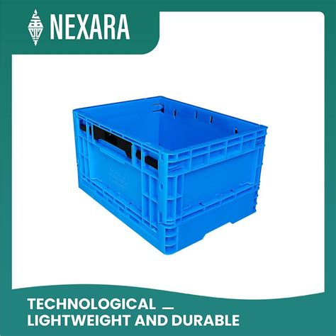 Nexara Molded Heavy Duty High Quality Stackable Plastic Storage Crates With Lid Foldable