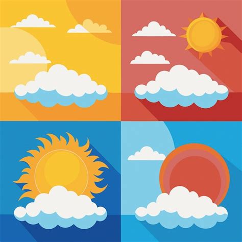 Sol E Nuvens De Diferentes Cores Vetor Premium Gerado Com Ia