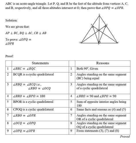 abc is an acute angle triangle let p q and r class ten maths