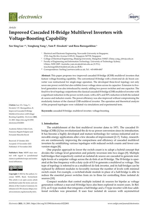 Pdf Improved Cascaded H Bridge Multilevel Inverters With Voltage Boosting Capability