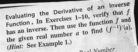 solved of an inverse the derivative evaluating 1e10 verify that f in