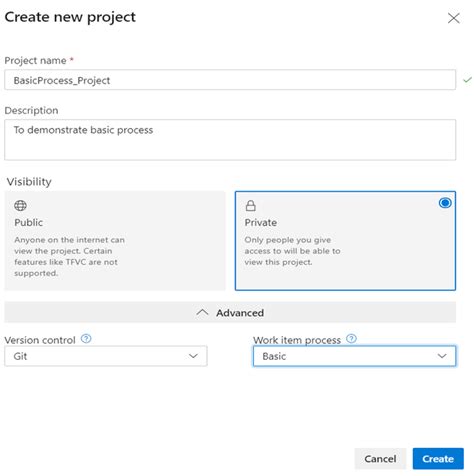 Microsoft Azure cree un proyecto en Azure Devops usando el proceso básico Barcelona Geeks