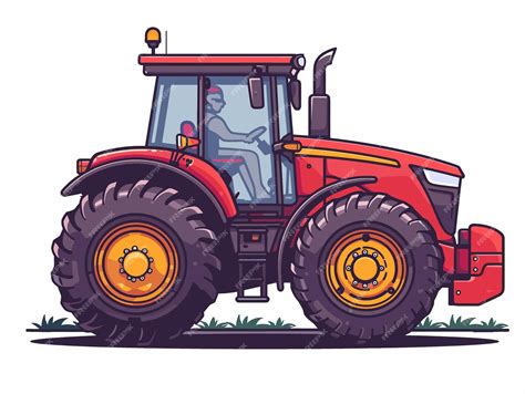 Tractor On The Field Vector Illustration In A Flat Style Premium Ai