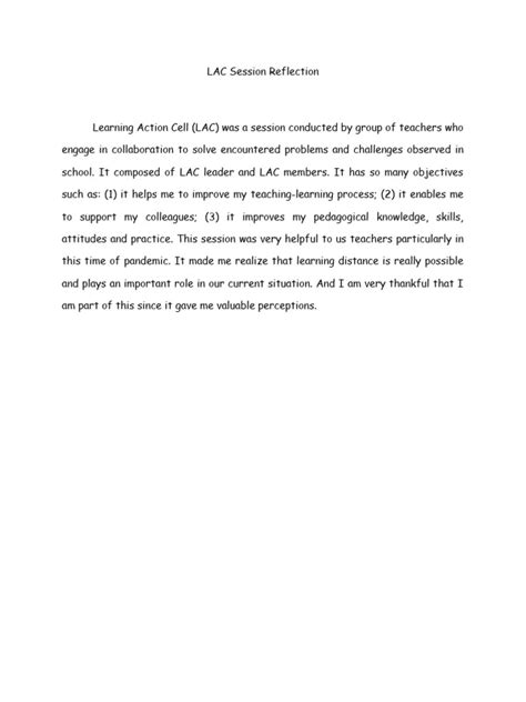 Lac Session Reflection Pdf