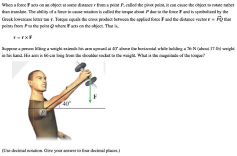 Solved When A Force F Acts On An Object At Some Distance R