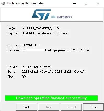 Flashing STM F C Board Using USB Port STM Bootloader