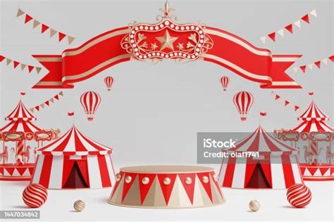 3d 놀이 공원 서커스 많은 놀이기구와 상점이 있는 카니발 박람회 테마 연단 서커스 텐트 3d 그림 기에 대한 스톡 사진 및 기타 이미지 Istock