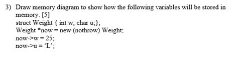 Solved Draw Memory Diagram To Show How The Following Chegg