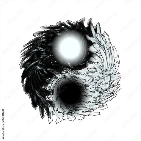 Yin And Yang Feathery Mandala Isolation For Design Spiritual
