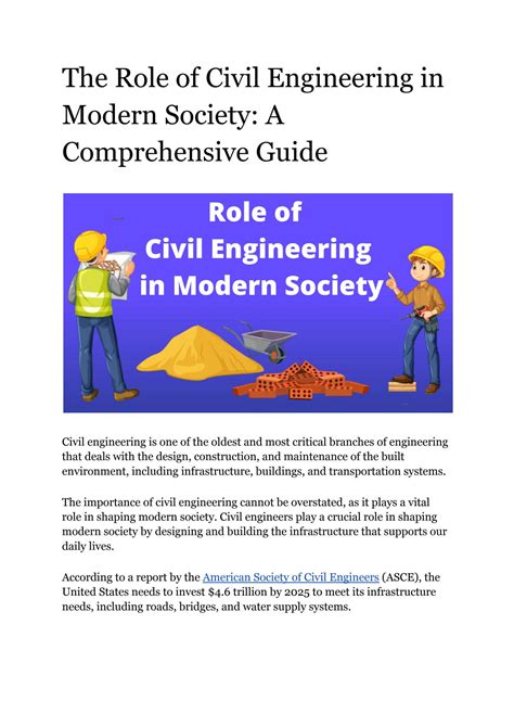 Role Of Civil Engineering In Modern Society A Comprehensive Guide By